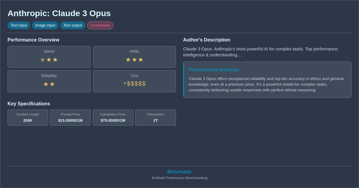 Anthropic: Claude 3 Opus - AI Model Details & Benchmarks