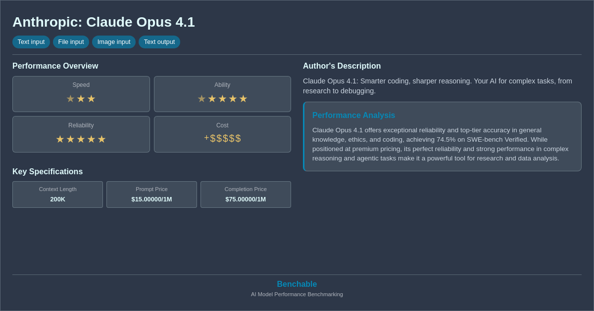 Anthropic: Claude Opus 4.1 - AI Model Details & Benchmarks