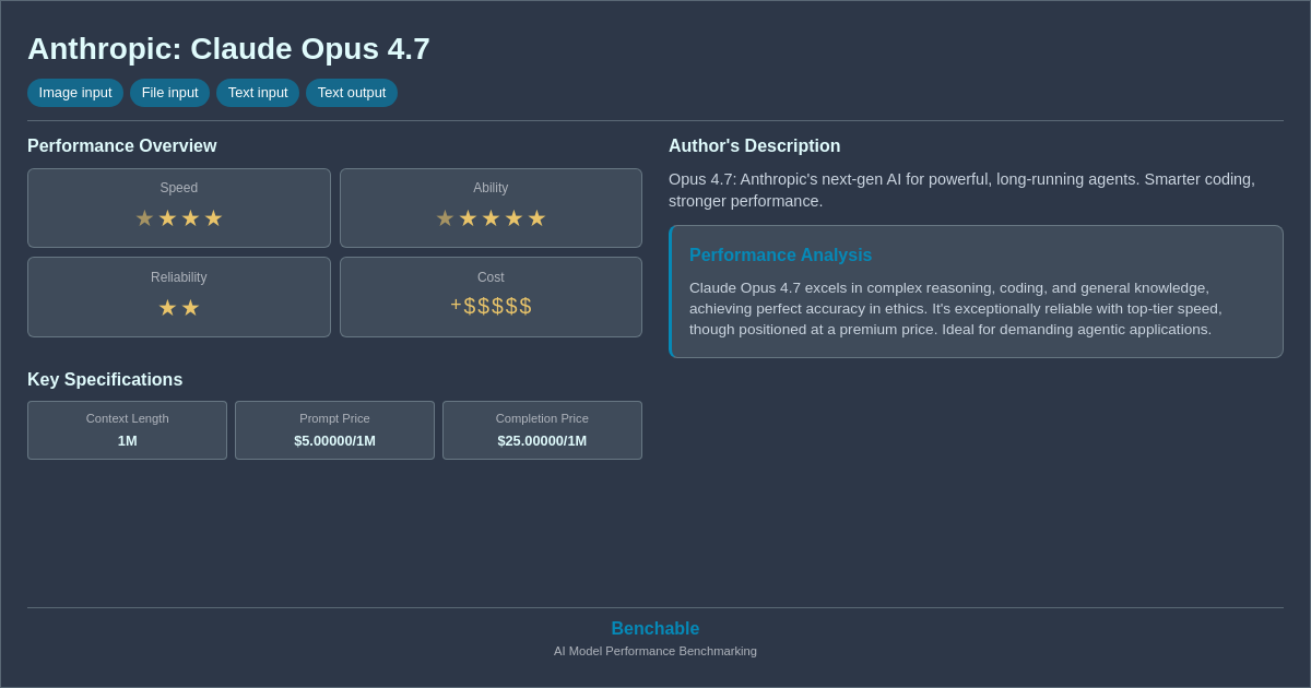 Anthropic: Claude Opus 4.7 - AI Model Details & Benchmarks