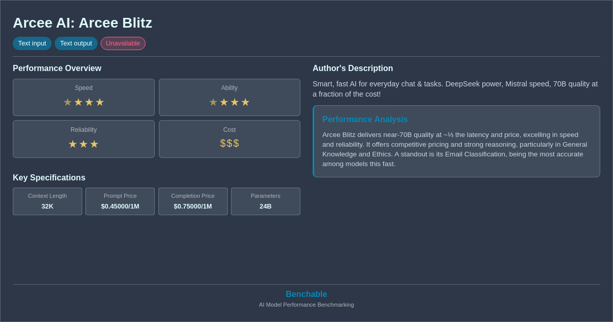 Arcee AI: Arcee Blitz - AI Model Details & Benchmarks