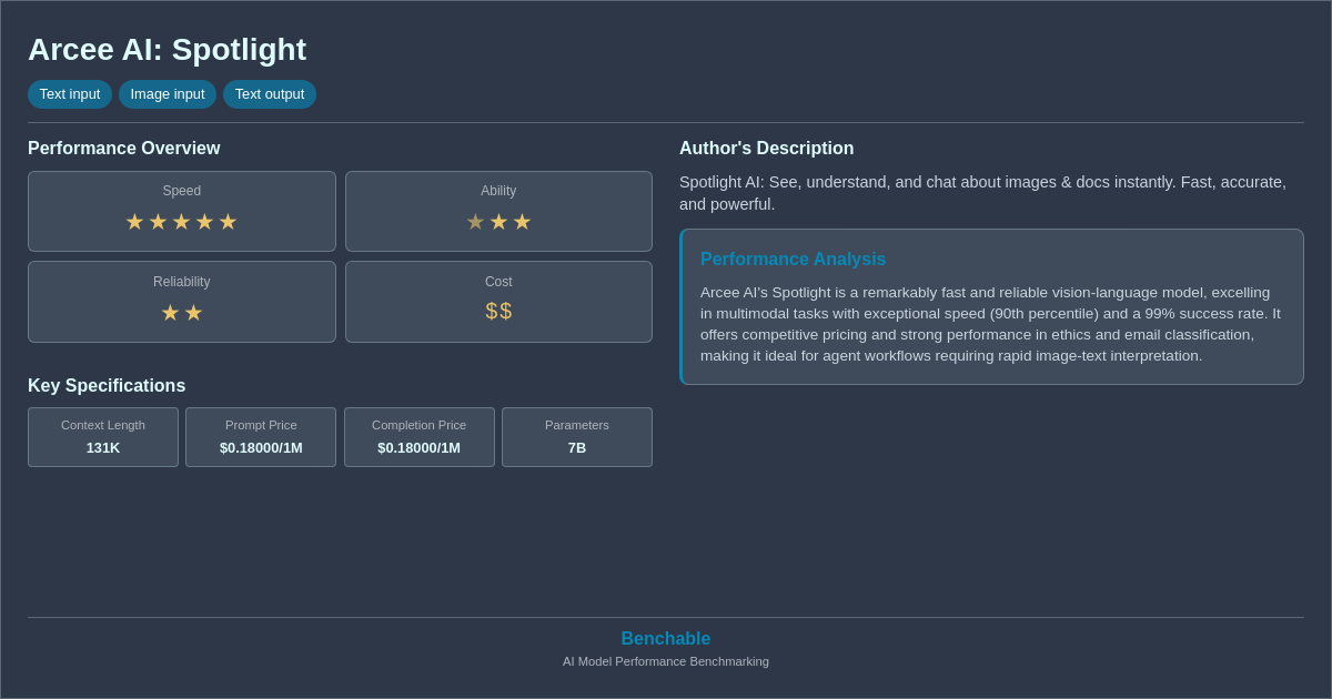 Arcee AI: Spotlight - AI Model Details & Benchmarks