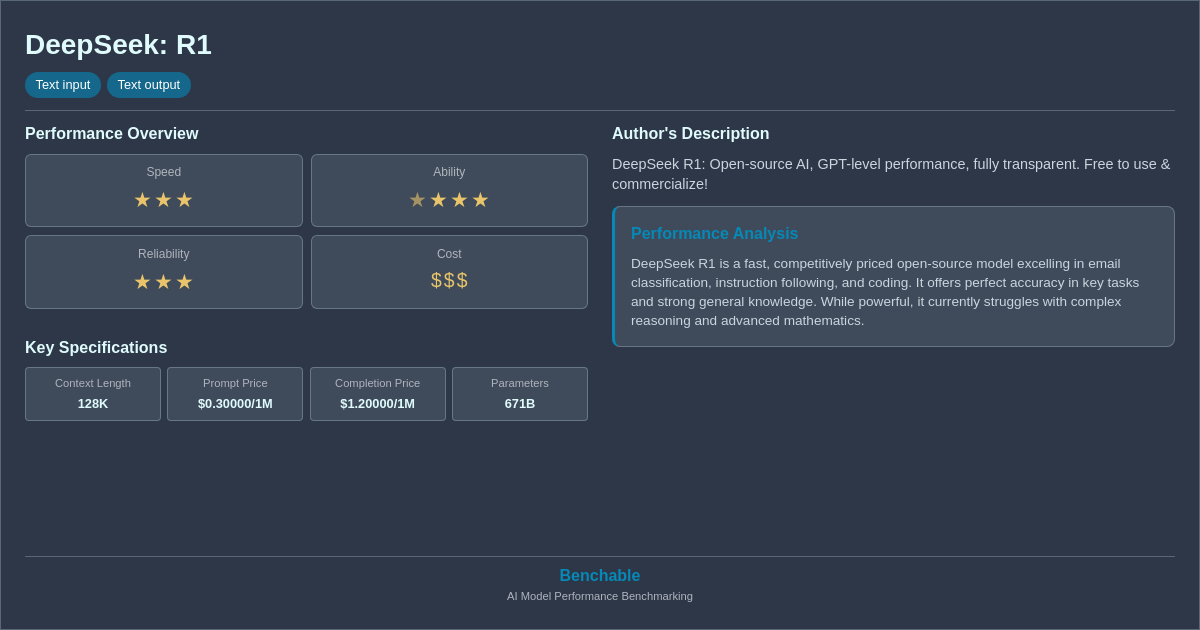 DeepSeek: R1 - AI Model Details & Benchmarks