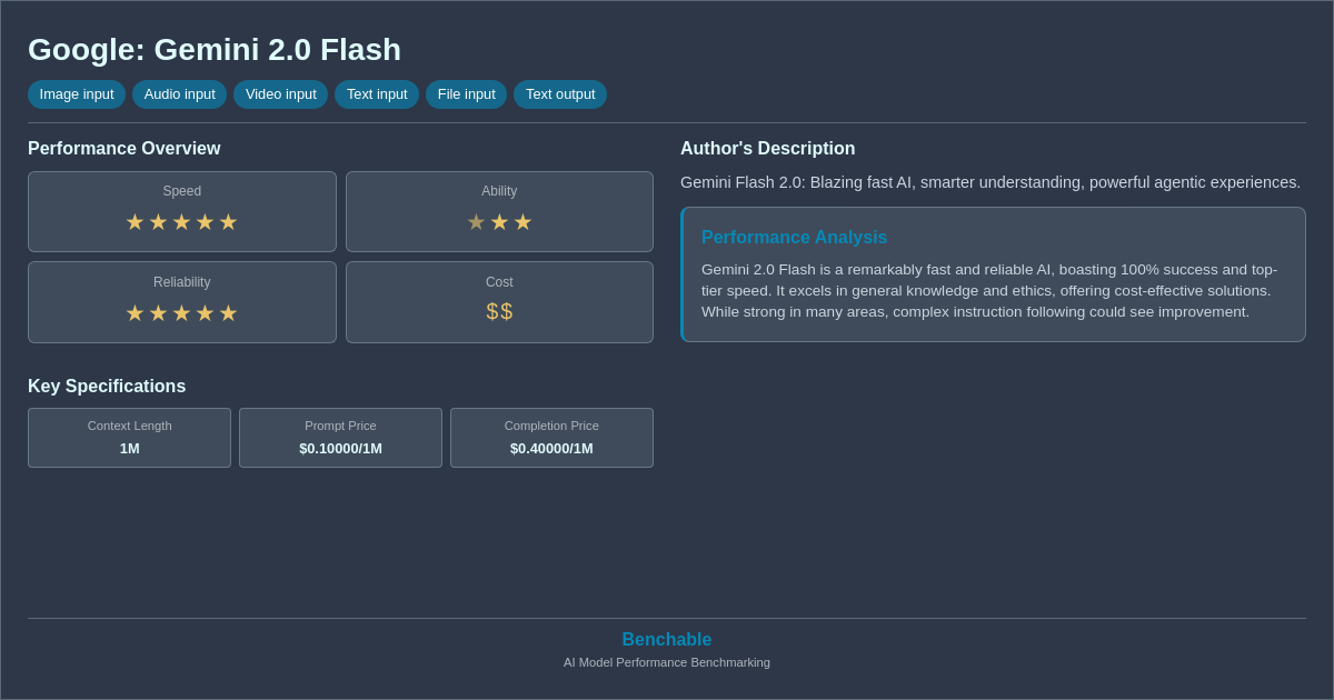 Google: Gemini 2.0 Flash - AI Model Details & Benchmarks