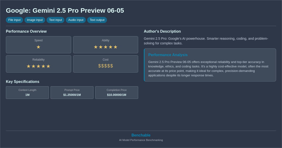 Google: Gemini 2.5 Pro Preview 06-05 - AI Model Details
