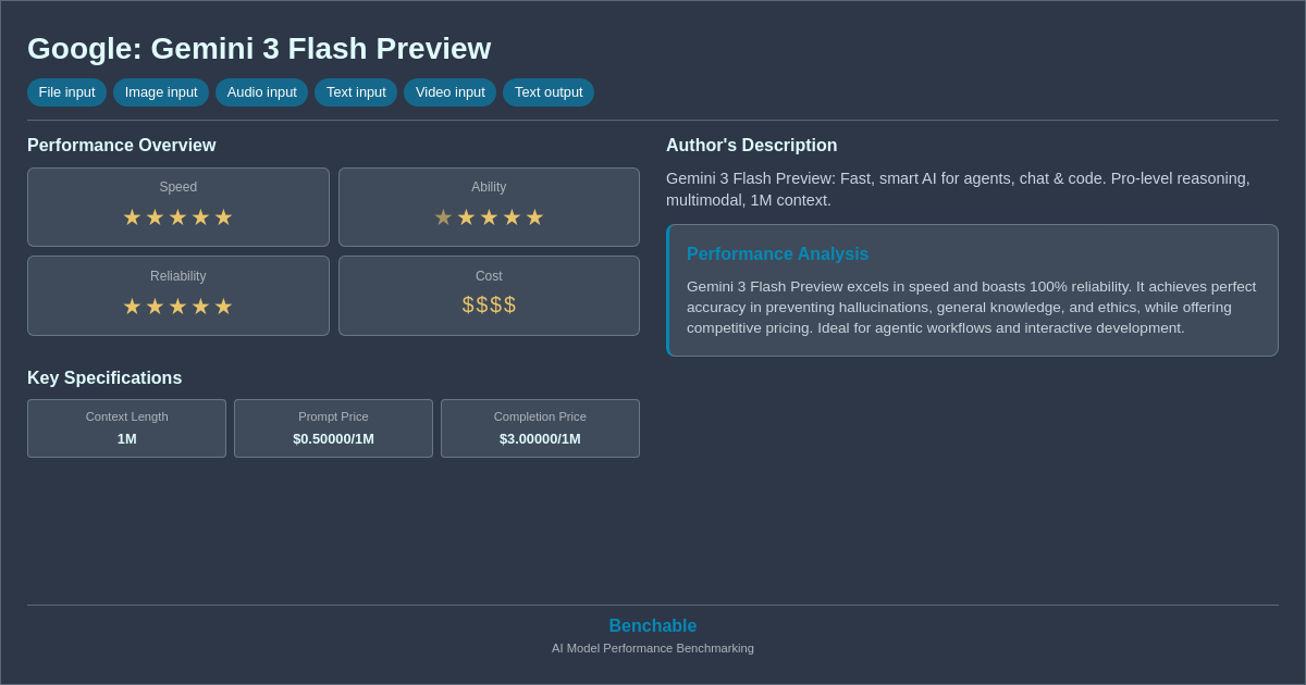 Google: Gemini 3 Flash Preview - AI Model Details & Bench...