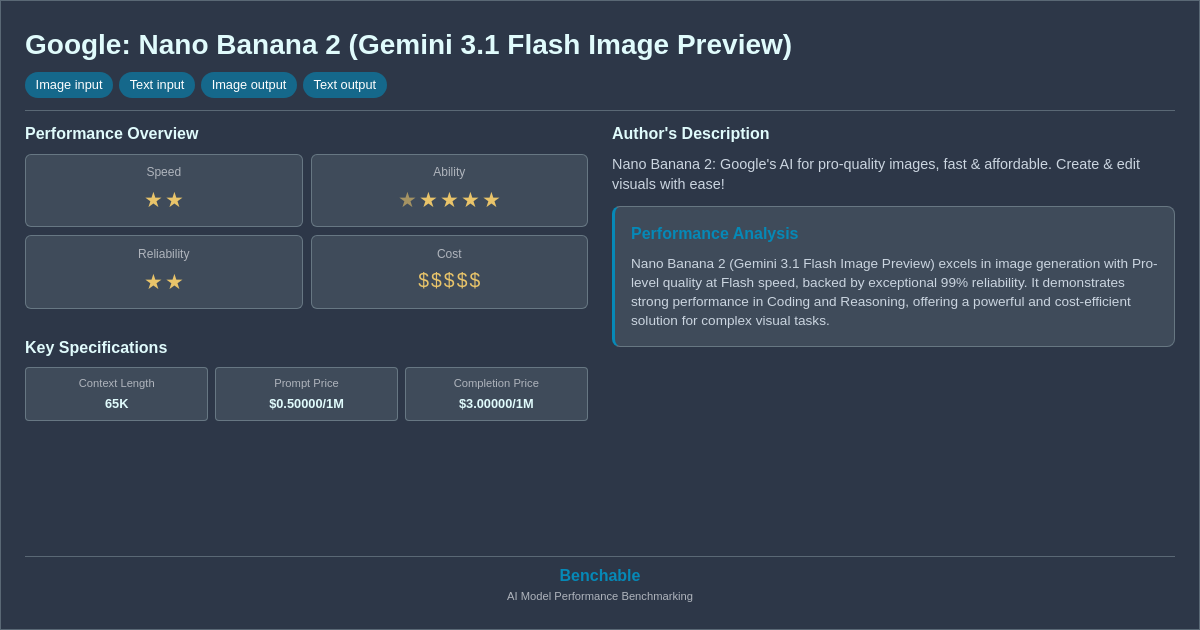 Google: Nano Banana 2 (Gemini 3.1 Flash Image Preview)