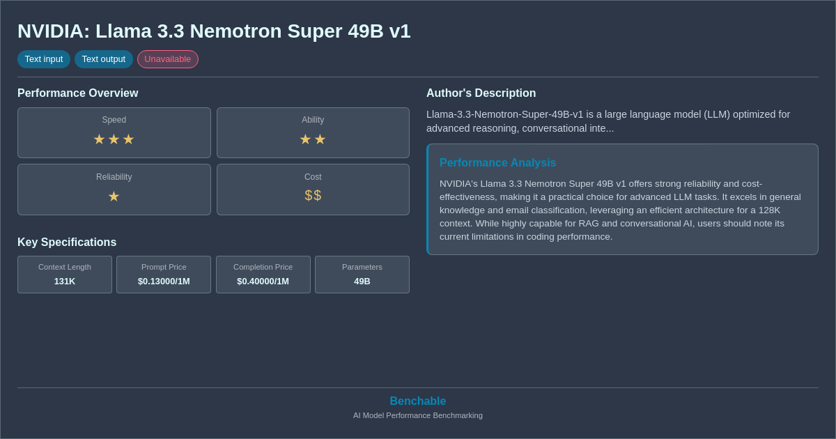 NVIDIA: Llama 3.3 Nemotron Super 49B v1 - AI Model Detail...