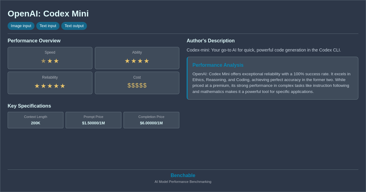 OpenAI: Codex Mini - AI Model Details & Benchmarks
