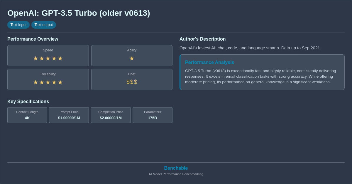 OpenAI: GPT-3.5 Turbo (older v0613) - AI Model Details