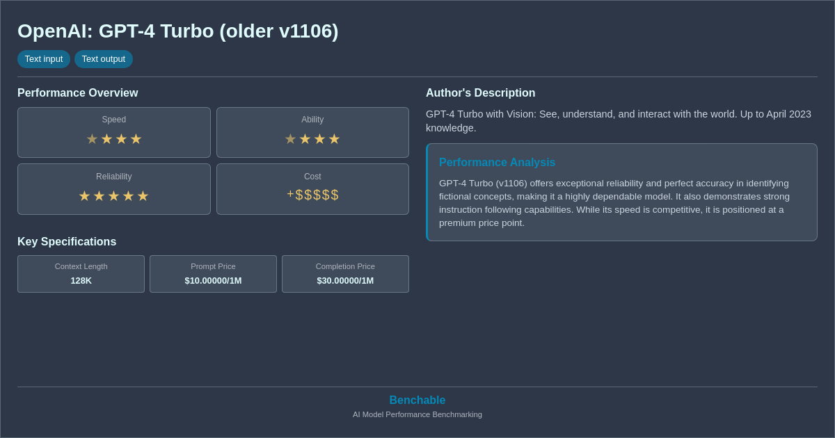 OpenAI: GPT-4 Turbo (older v1106) - AI Model Details & Be...