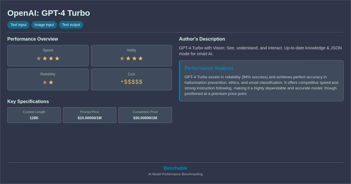 OpenAI: GPT-4 Turbo - AI Model Details & Benchmarks