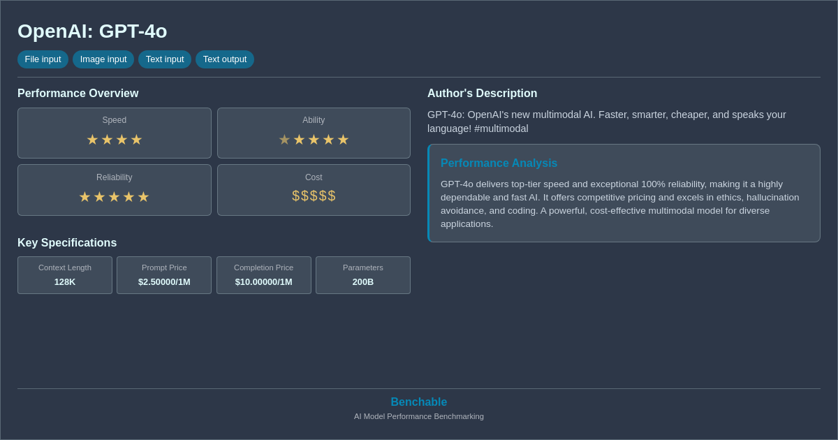 OpenAI: GPT-4o - AI Model Details & Benchmarks