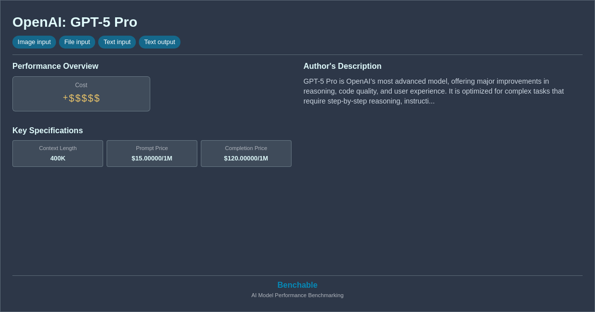 OpenAI: GPT-5 Pro - AI Model Details & Benchmarks