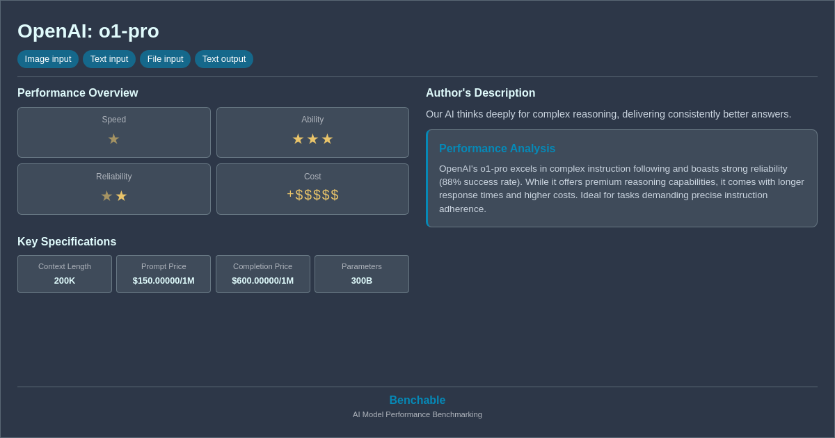 OpenAI: o1-pro - AI Model Details & Benchmarks