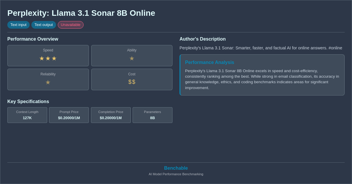 Perplexity: Llama 3.1 Sonar 8B Online - AI Model Details ...