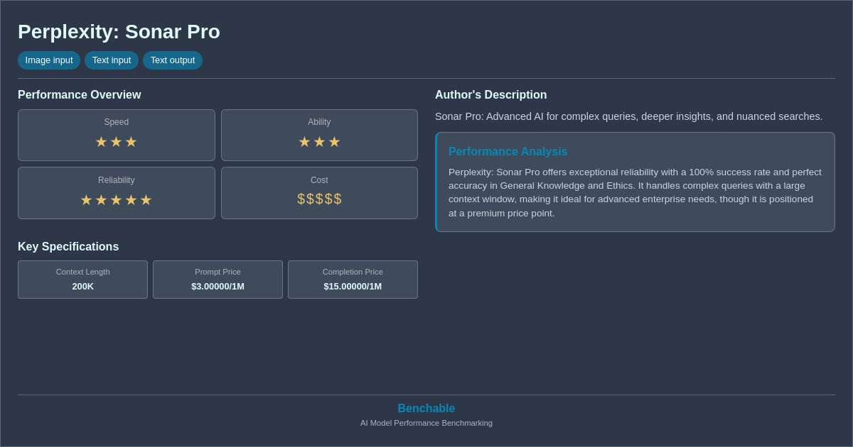 Perplexity: Sonar Pro - AI Model Details & Benchmarks
