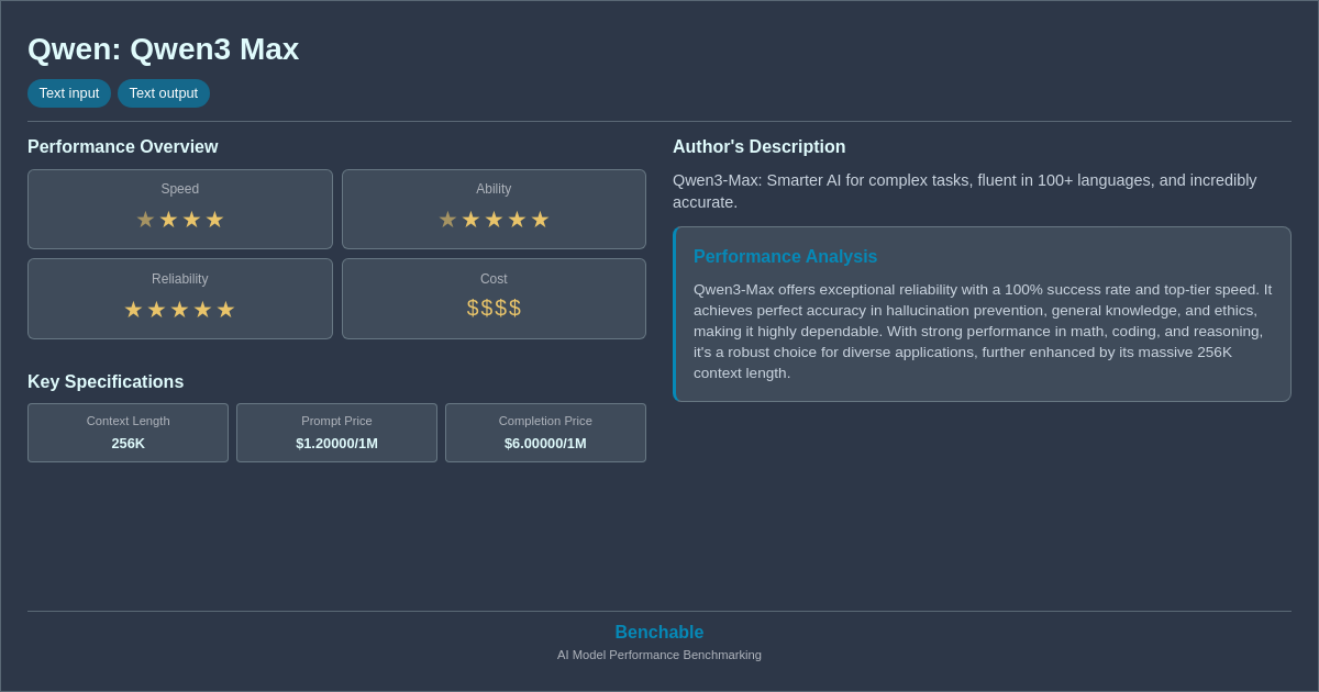 Qwen: Qwen3 Max - AI Model Details & Benchmarks