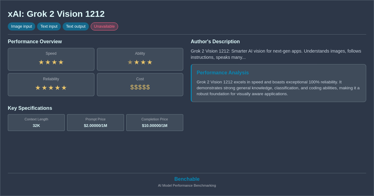 xAI: Grok 2 Vision 1212 - AI Model Details & Benchmarks